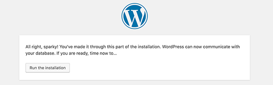 Wordpress installer step 3